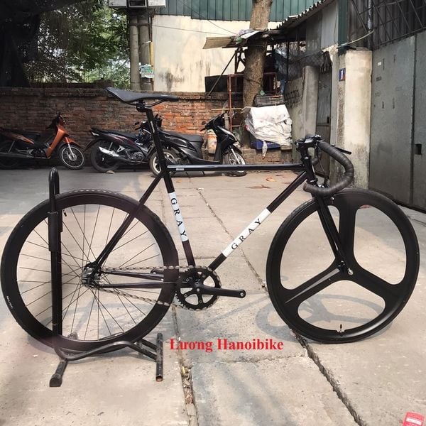 Xe đạp Fixed Gear Gray Macce Thép Đen trắng vành trước 3 đao lắp phanh ...