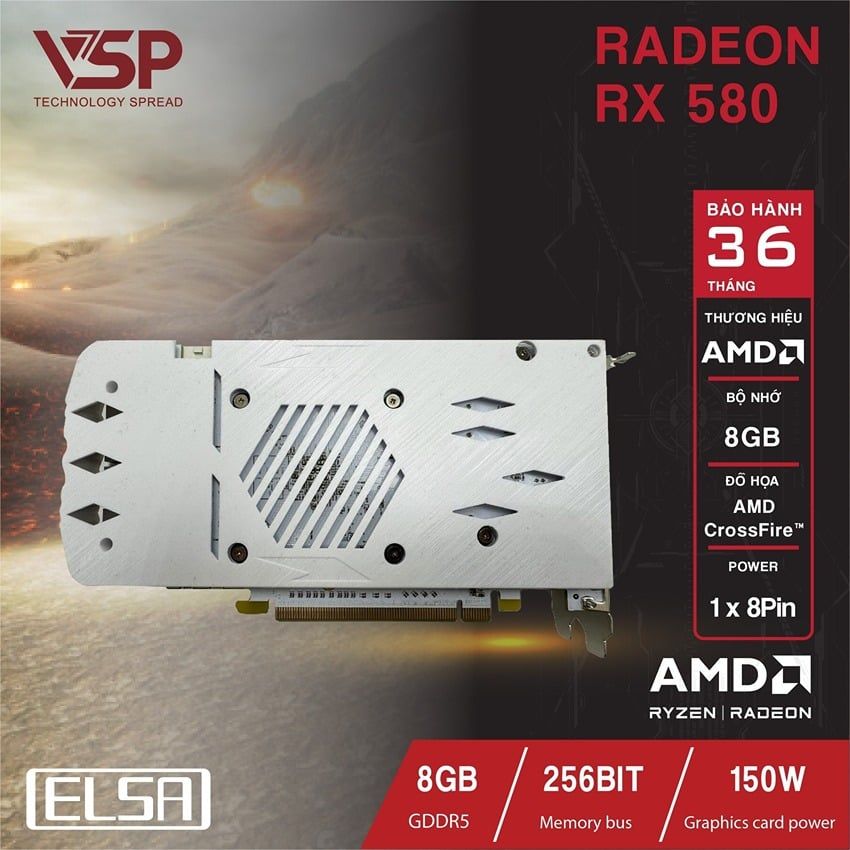 VGA GAMING ELSA AMD RADEON RX580 2048SP 8GB GDDR5 256BIT – Vương Luân ...