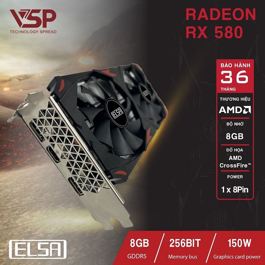 VGA GAMING ELSA AMD RADEON RX580 2048SP 8GB GDDR5 256BIT – Vương Luân ...