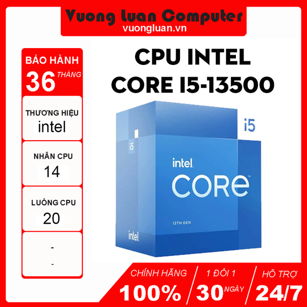 CPU Intel Core i5-13500 (Up to 4.80GHz, 14 Nhân 20 Luồng, 24M Cache, F – Vương Luân Computer