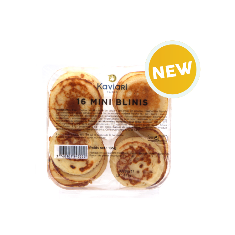 Bánh Xếp Đông Lạnh Blinis - Kaviari - 16 Mini Blinis - Enjoy Gourmet