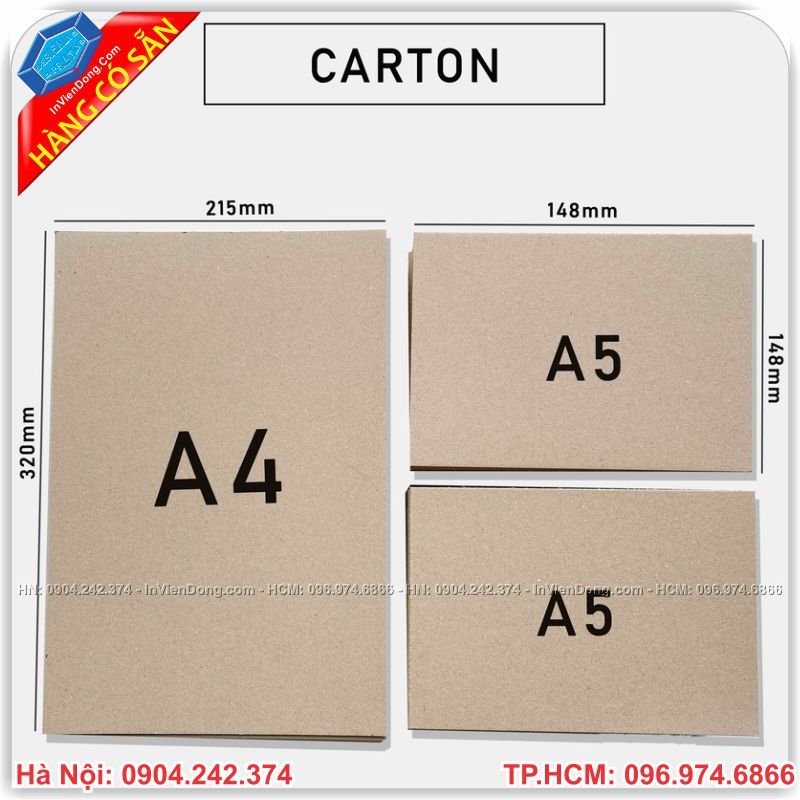 BÌA CỨNG CARTON LẠNH CÓ SẴN KHỔ A3 - A4 – Túi & Hộp Qùa Tặng + In Card Tem Nhãn Lấy Ngay
