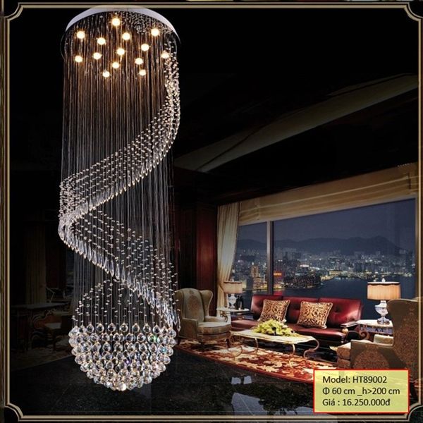HT Đèn thả thông tầng pha lê hình tròn D60cm-h>200cm 3M HT89002 HTTHTT