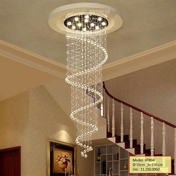 HT Đèn thả thông tầng pha lê hình tròn D550mm-h=1500mm 3M HT894 HTTHTT