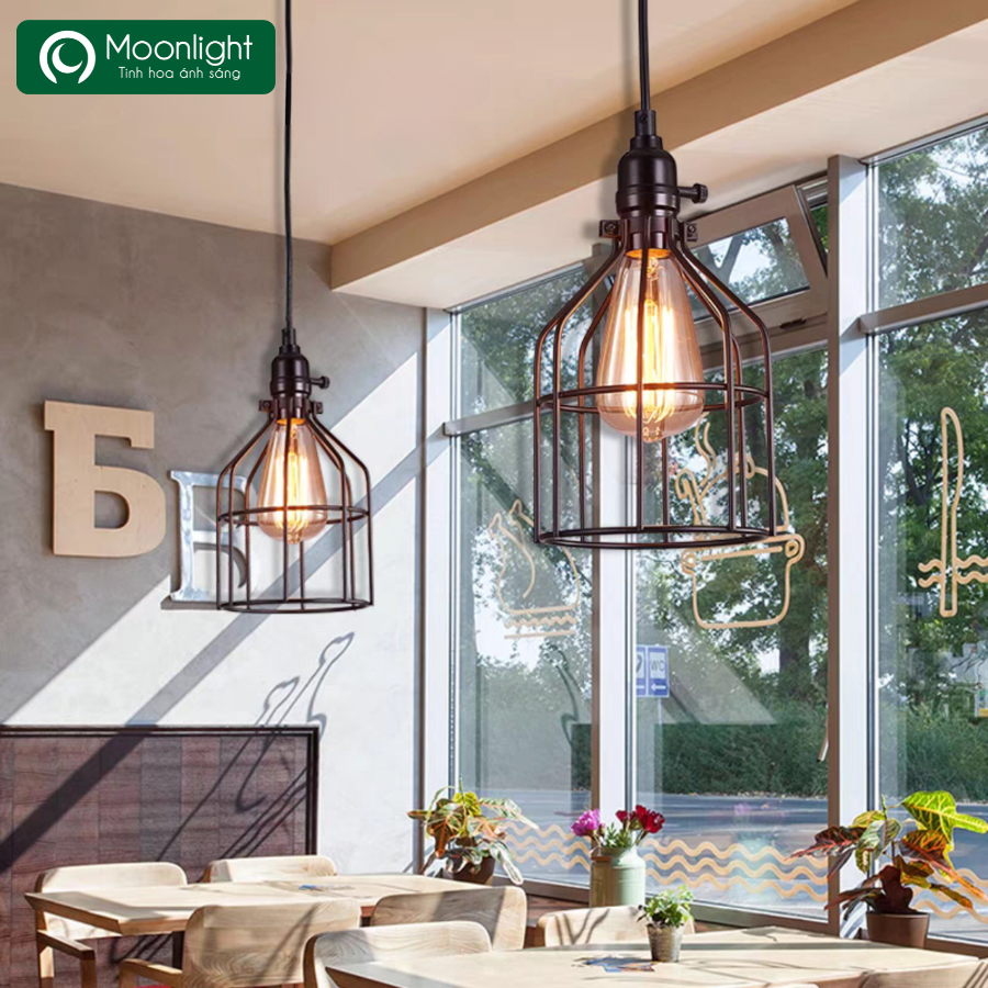 LVD Đèn thả hợp kim dáng B thân đen TH023B E27 D150*190mm VLTHHK-084