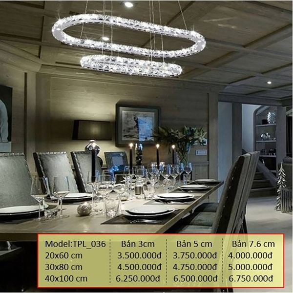 HT Đèn thả pha lê 2 vòng bản 7cm, D40*100cm TPL_036-70*400*1m HTTHPL-0