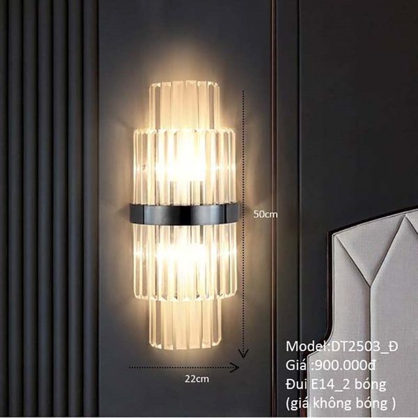 HT Đèn tường pha lê đui e14 D22, H50cm 2 bóng (giá không bóng) DT2503_Đ ...