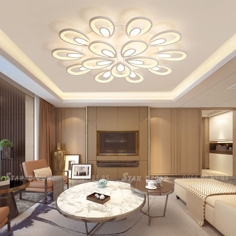 Đèn mâm mica phòng khách 10+5 cánh tai thỏ VLDMMI-042 – Moonlight