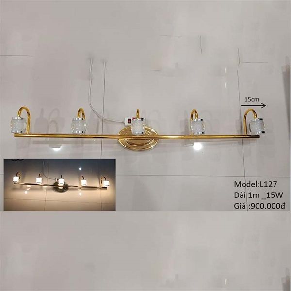 HT Đèn tranh đèn gương 5 bóng, thân vàng Dài 1m 15W L127 HTDETG-051