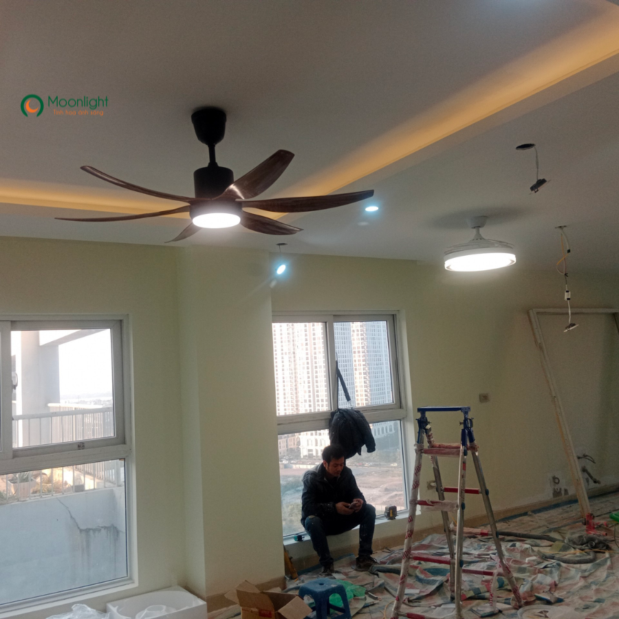 Gomani Quạt trần đèn thu cánh màu trắng 4 cánh 120cm 55W DC đèn 72W D5