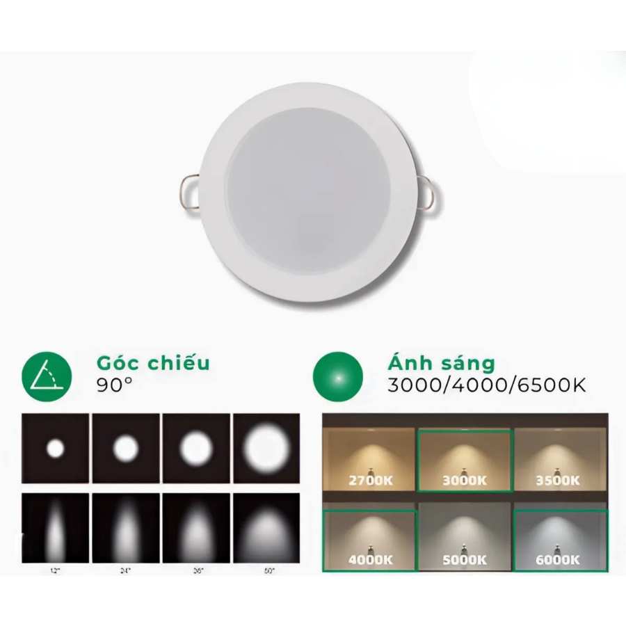 ELV Đèn led âm trần downlight 10W, chip LG, KT: 105*H38, D90, 3000K VL