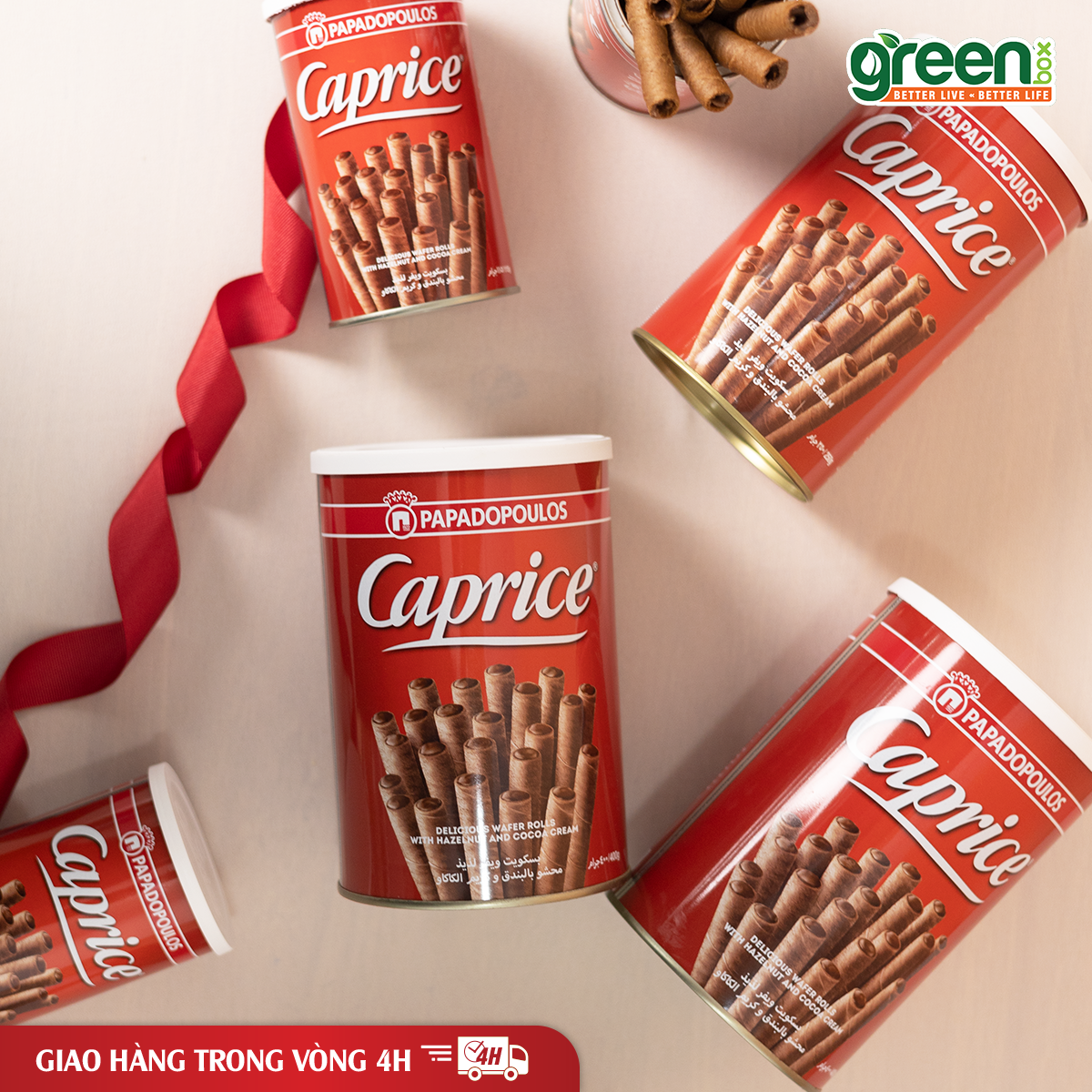 Bánh quế Hy Lạp với 63% nhân kem Ca cao, Hạt phỉ Caprice số 1 Châu Âu ...