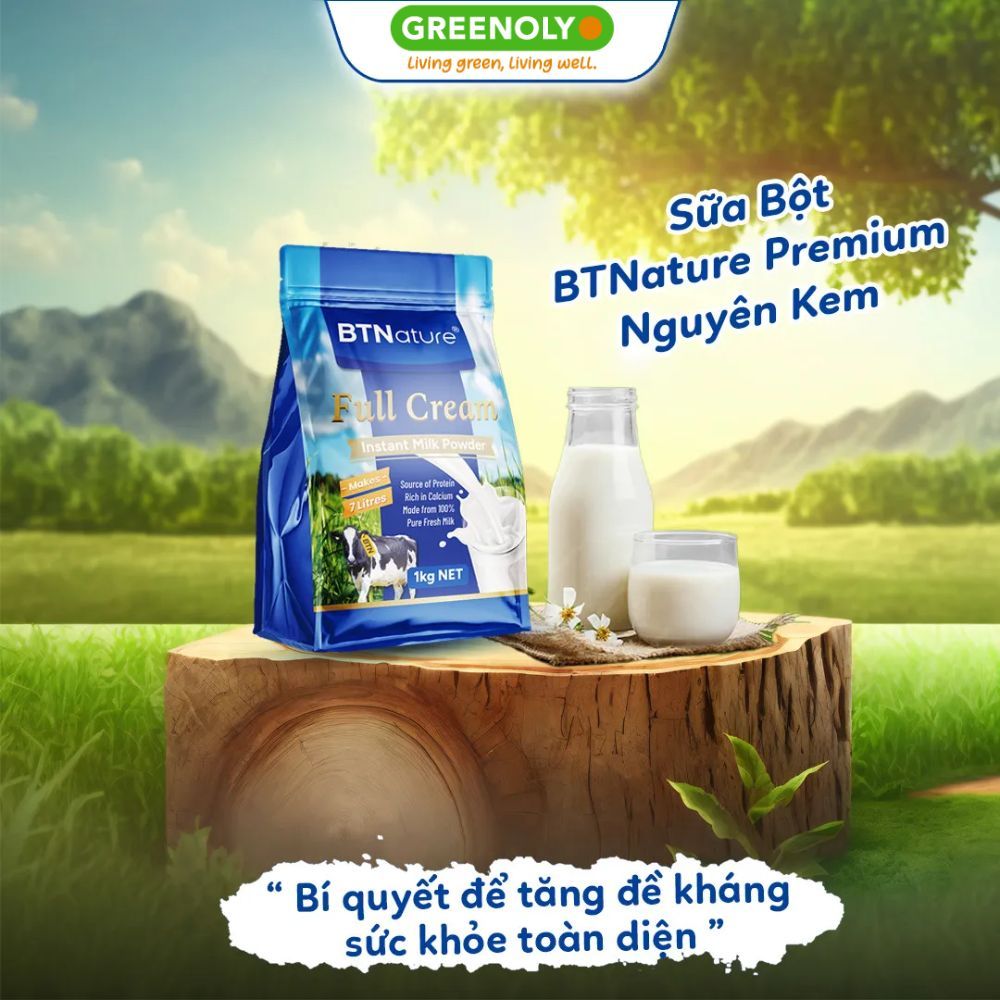 BTNature Sữa Bột Nguyên Kem Full Cream Instant Milk Powder Túi 1kg ...