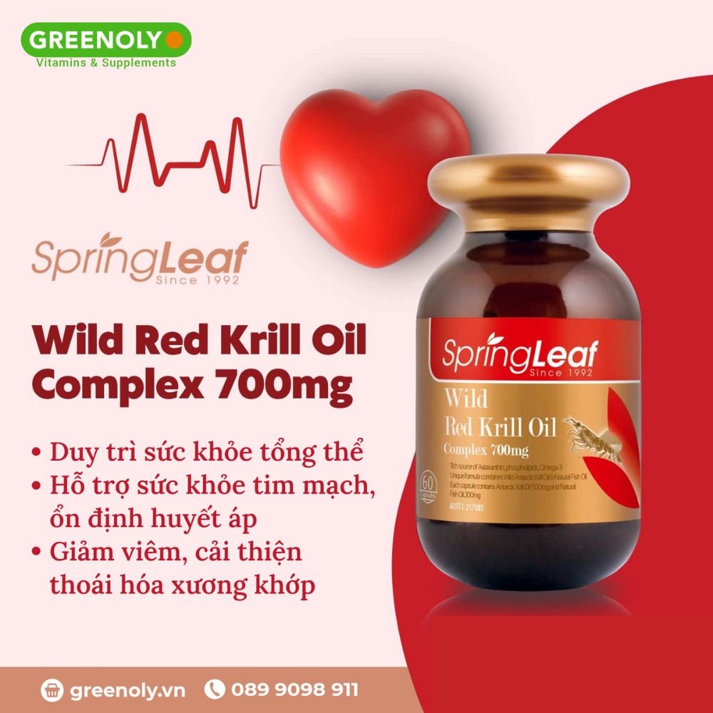 SpringLeaf Viên Uống Dầu Nhuyễn Thể Wild Red Krill Oil Complex 700mg 6 – Greenoly.VN