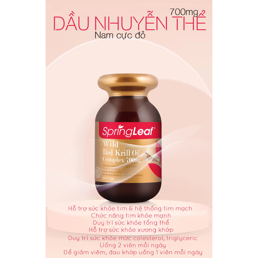 SpringLeaf Viên Uống Dầu Nhuyễn Thể Wild Red Krill Oil Complex 700mg 6 – Greenoly.VN