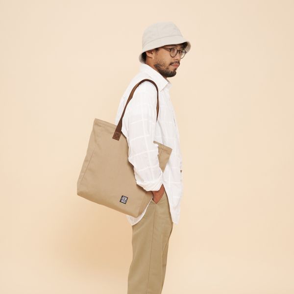 Leather Strap Tote - Canvas | Jamlos
