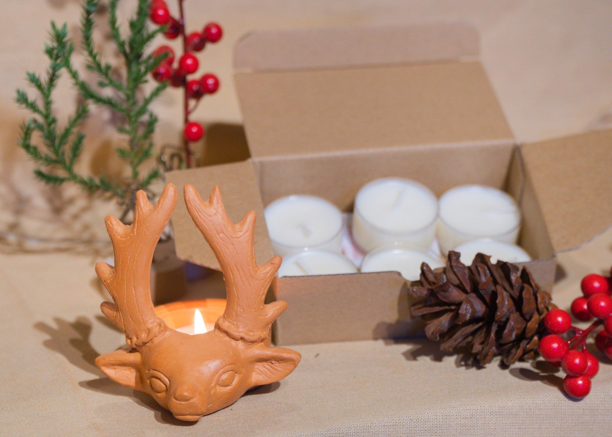 Set Quà Giáng Sinh - Đồ Bỏ Nến và Nến Tealight - Set 150k - GS04.2 – Đất Nung Lê Đức Hạ