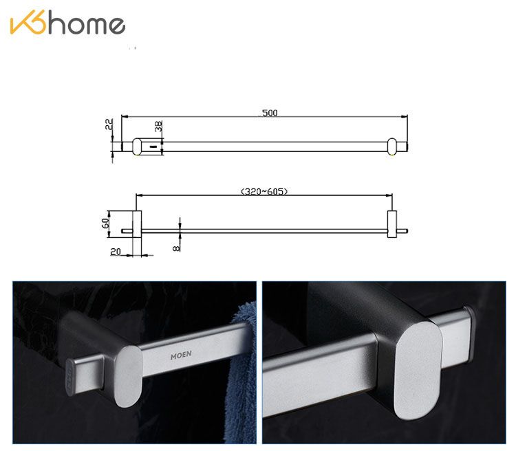 Thanh vắt khăn đơn nhà tắm 50cm dòng Alisa Moen - ACC2413 – KB HOME