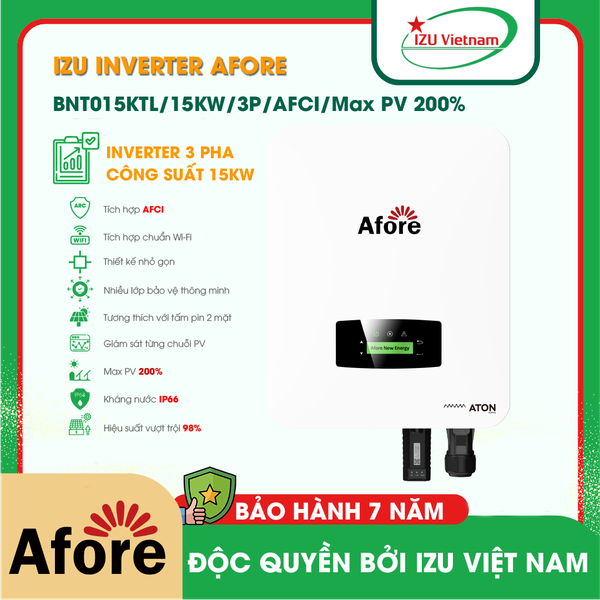 Inverter Afore 15kW – BNT015KTL – 3 pha – AFCI - Max PV 200% – IZU Việt Nam