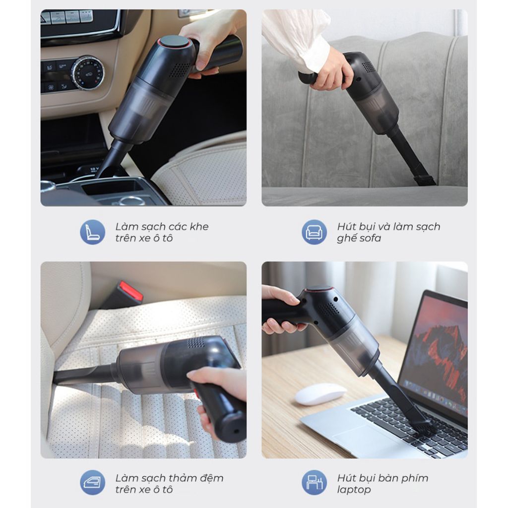 Máy hút bụi không dây cầm tay mini UTRUST VC-01A công suất lớn 9000Pa – lientin