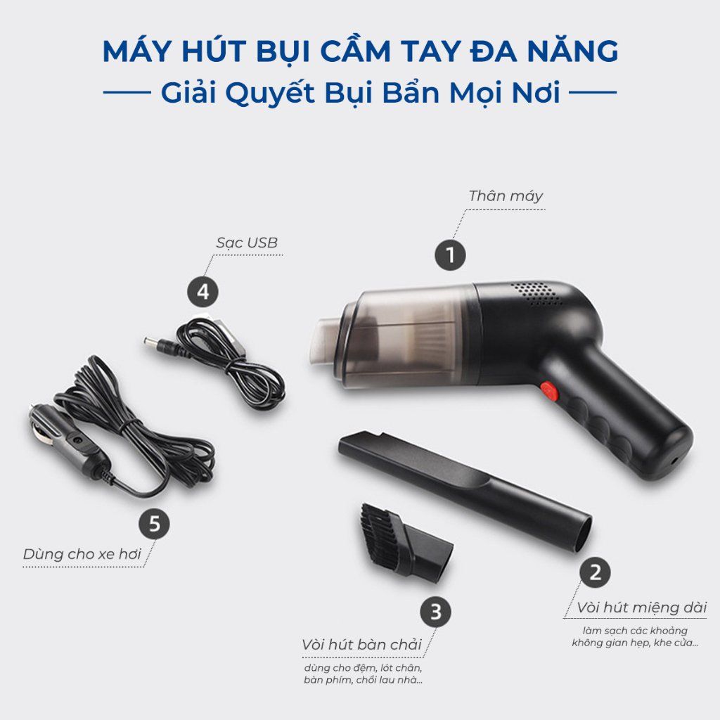 Máy hút bụi không dây cầm tay mini UTRUST VC-01A công suất lớn 9000Pa – lientin