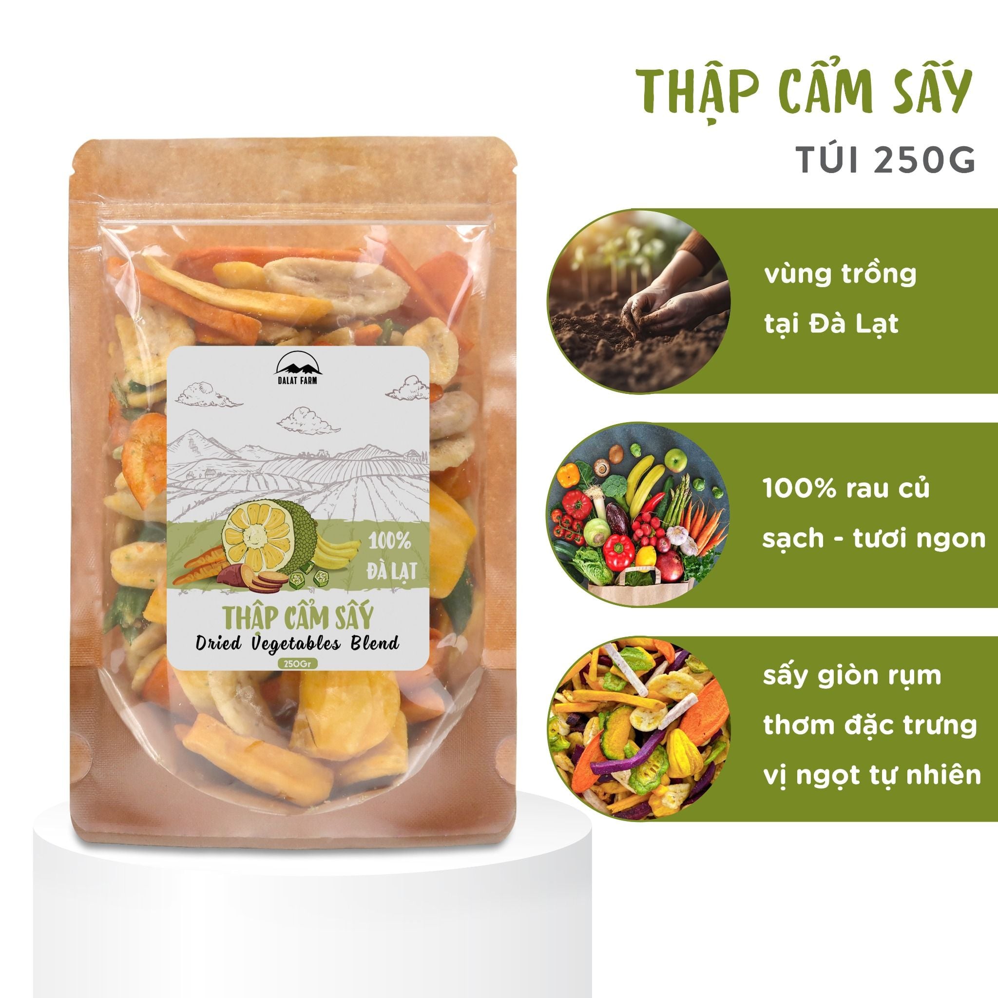 Thập Cẩm Sấy DalatFarm - Túi 250 g