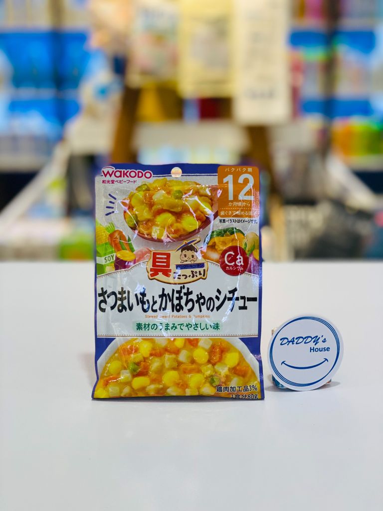 Thịt gà hầm khoai lang & bí đỏ Wakodo 12th (80g) – Daddy's House