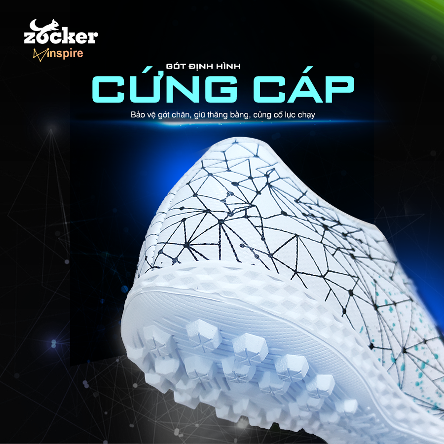 Giày đá banh cỏ nhân tạo Zocker Inspire White – ETDA