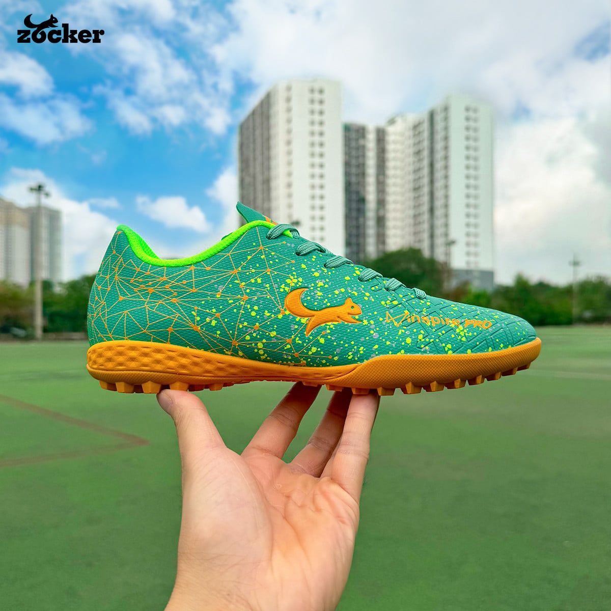 Giày đá banh cỏ nhân tạo Zocker Inspire Pro Green/Orange – ETDA