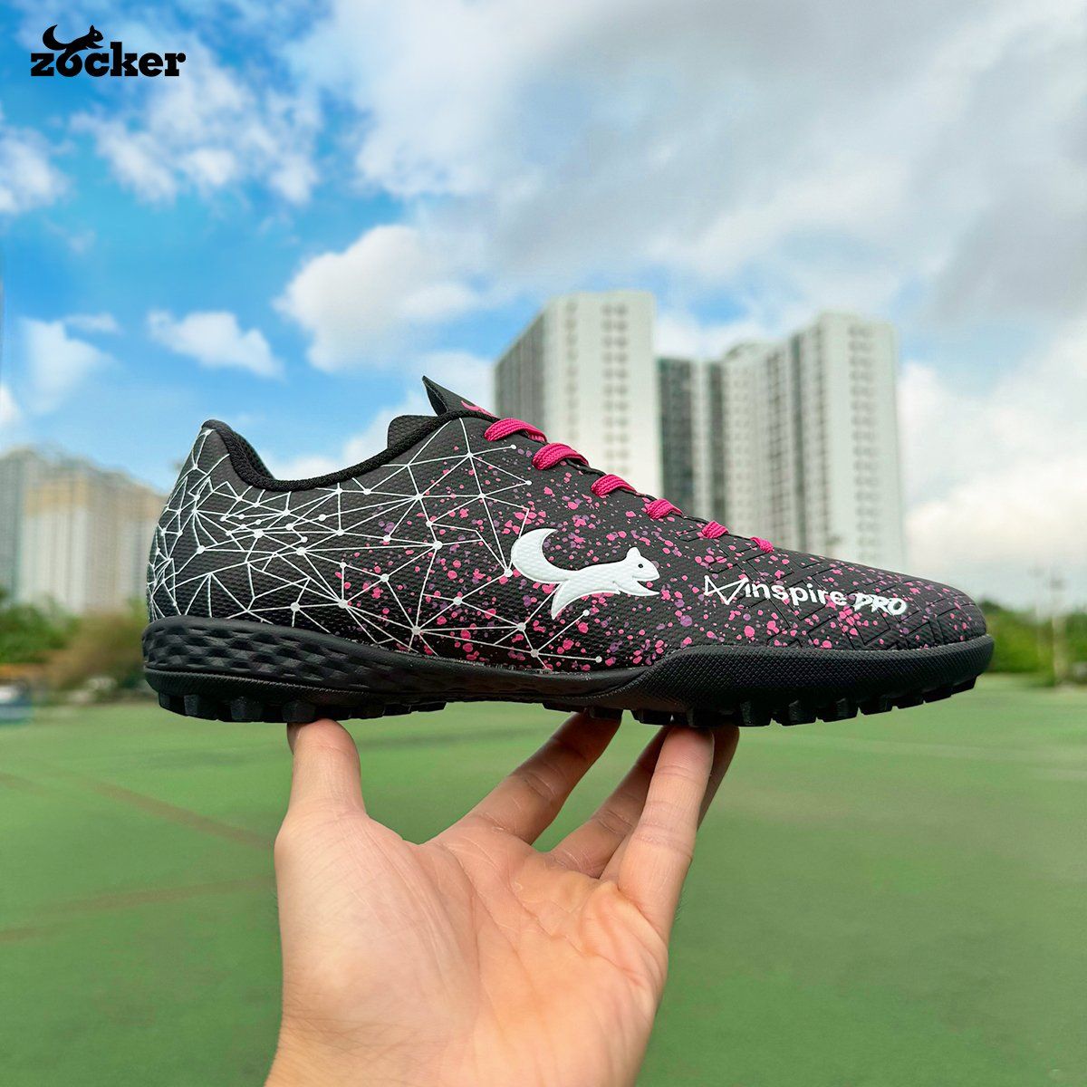 Giày đá banh cỏ nhân tạo Zocker Inspire Pro Black/Pink – ETDA