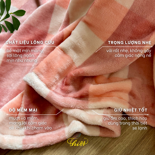 Chăn Lông Cừu Thi84 - 2502BLK011 - Caro Pastel – Ấm Áp, Mềm Mại,