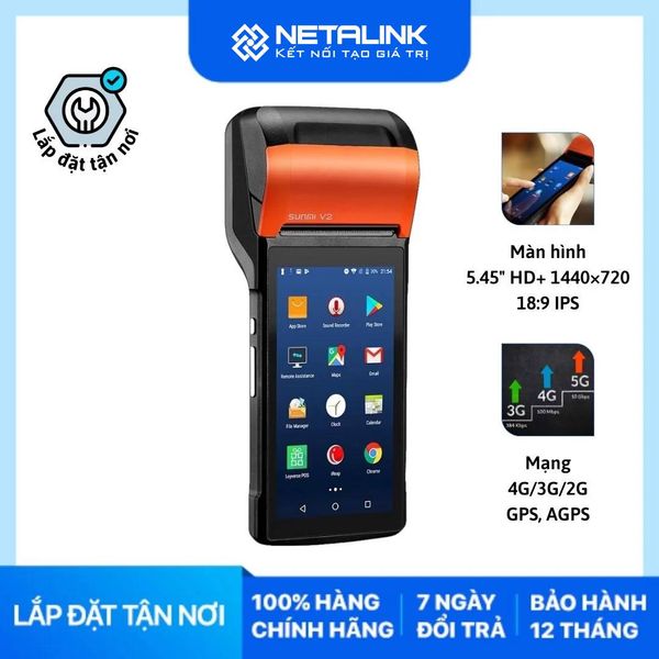 Máy POS cầm tay: Sunmi V2 NEW – NETALINK JSC