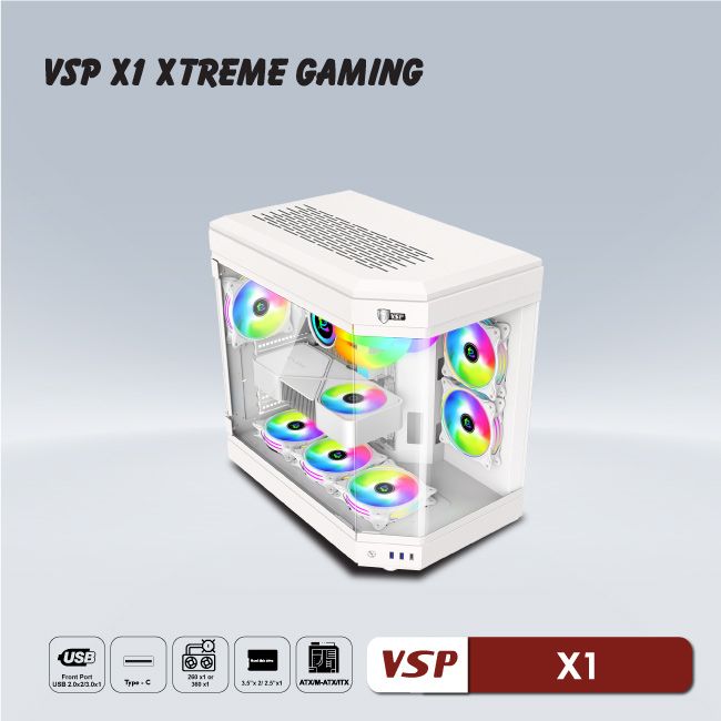 CASE VSP X1 XTREME GAMING WHITE NEW - Máy tính, linh kiện, phụ kiện PC giá rẻ | VTCOMPUTER.VN