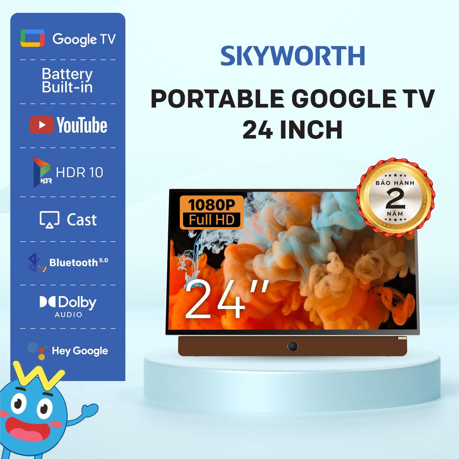 TIVI P6300 | 2K FHD 24” Google TV – SKYWORTH