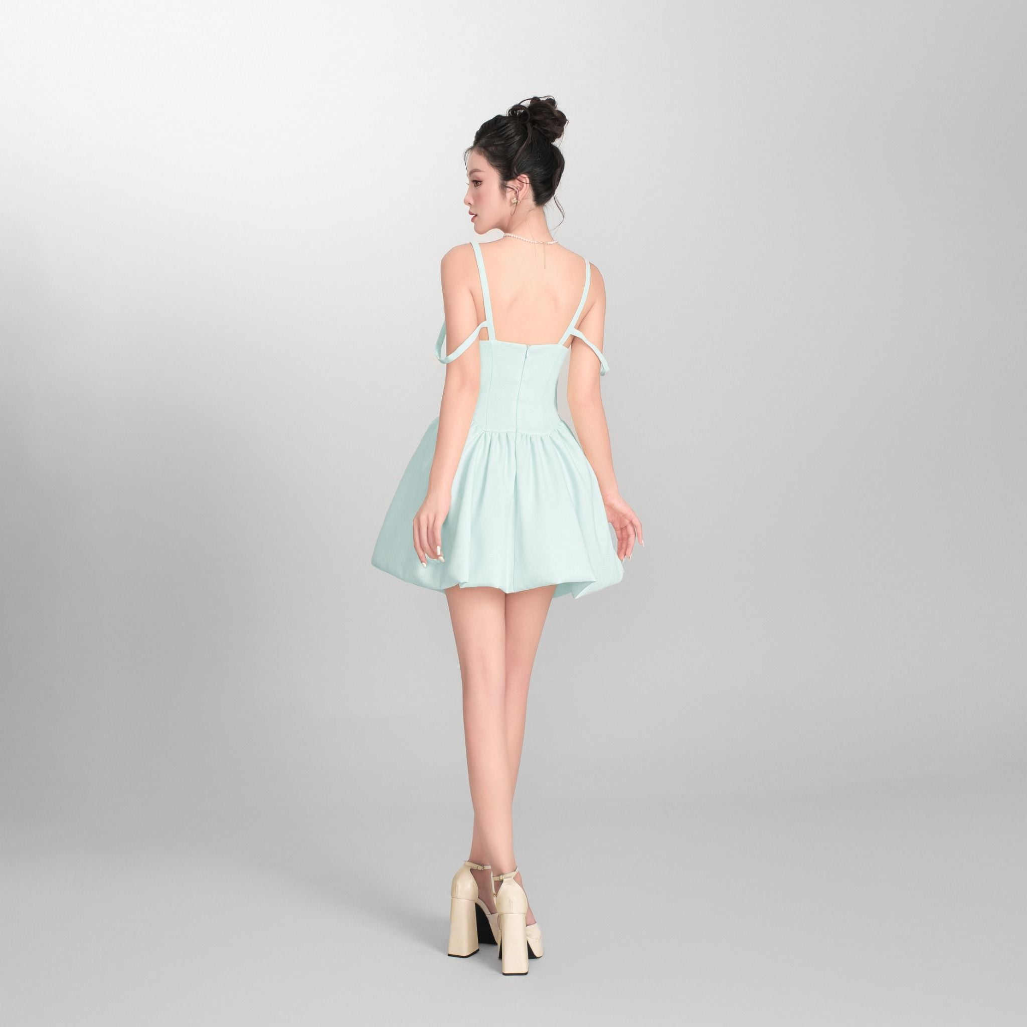 Twinkle Rose-tied Blue Dress - Đầm đen D5863 – District One