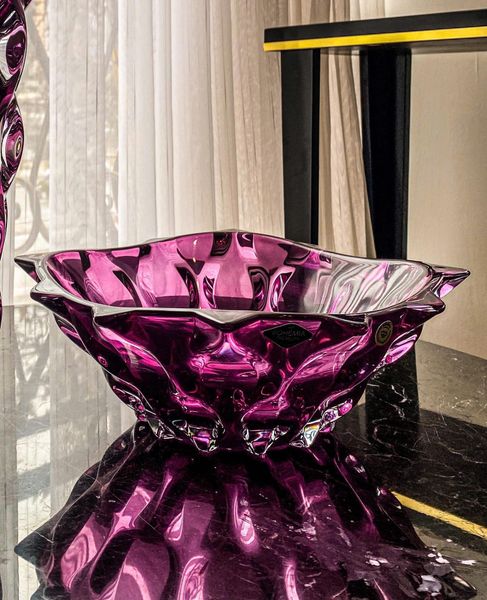 Bộ lọ hoa, chân bồng, khay Bohemia Samba tím purple – Anh Thư Hàng Đức