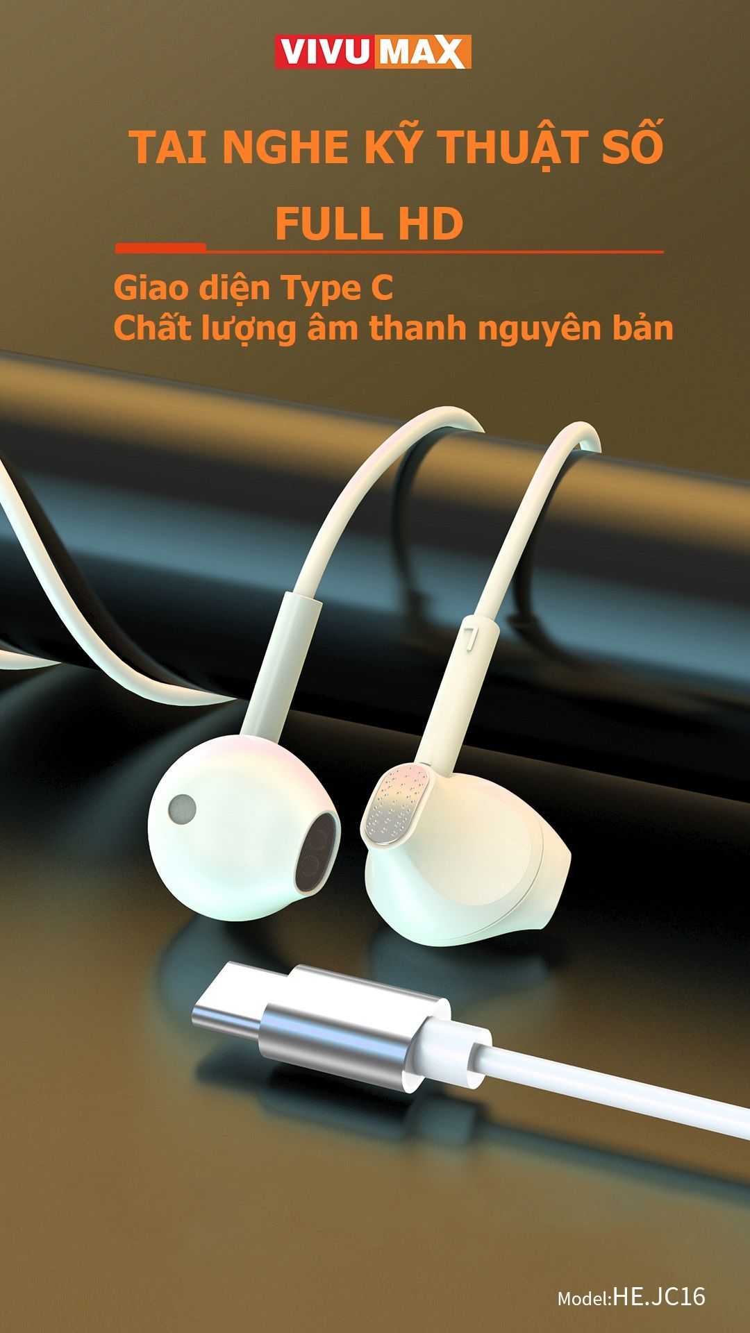 Tai nghe Type C Vivumax JC16 tương thích 98% thiết bị có cổng Type C ...