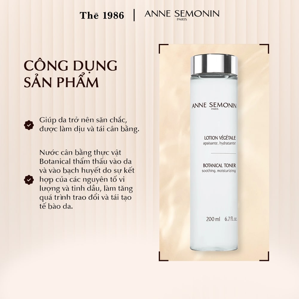 Toner thực vật Anne Semonin Botanical Toner 200 ml – The1986