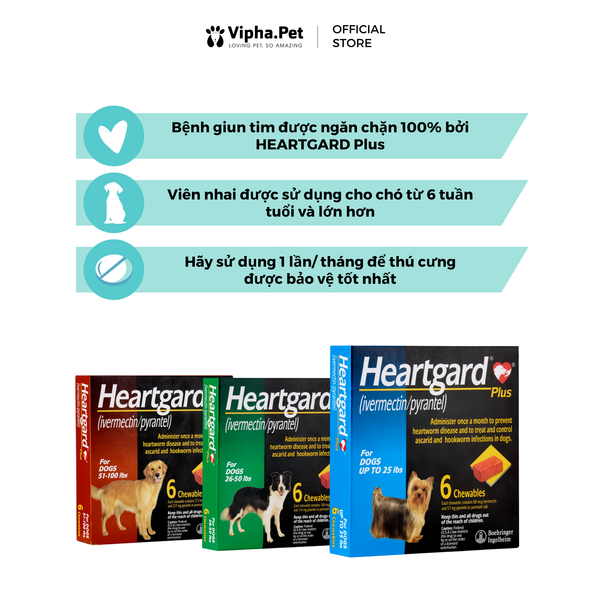 Heartgard® Plus Blue viên nhai tẩy giun cho chó