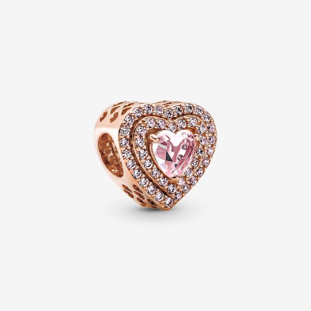 Charm Pandora Moments Mạ Vàng Hồng 14K Trái Tim Đính Đá Hồng Ở Giữa ...