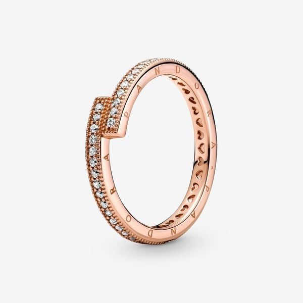 Nhẫn Pandora Signature Mạ Vàng Hồng 14k Xoắn Chéo Đính Đá – Pandora ...