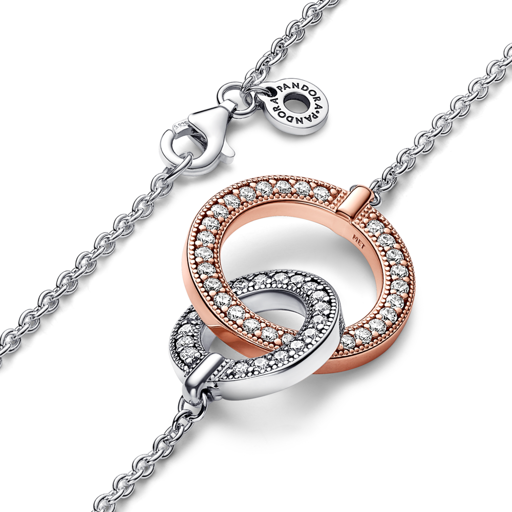 Dây Chuyền Bạc Pandora Mạ Vàng Hồng 14k Vòng Tròn Lồng Vào Nhau ...