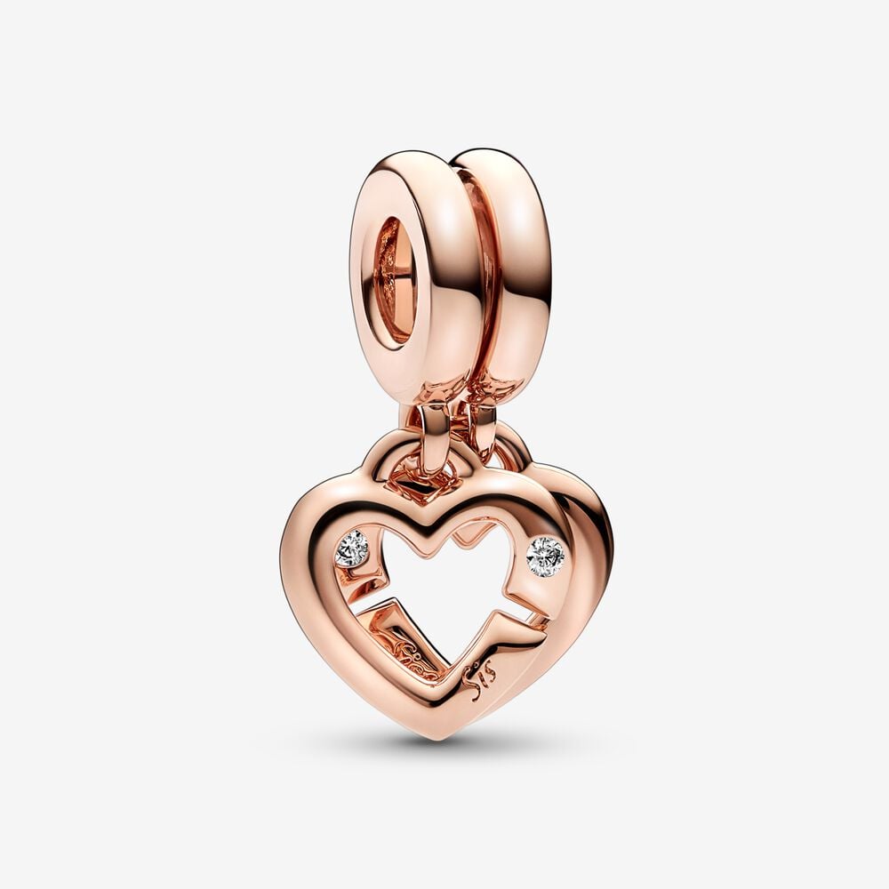 Charm Pandora Moments Vàng Hồng Hình Trái Tim Đính Đá Lồng Vào Nhau ...