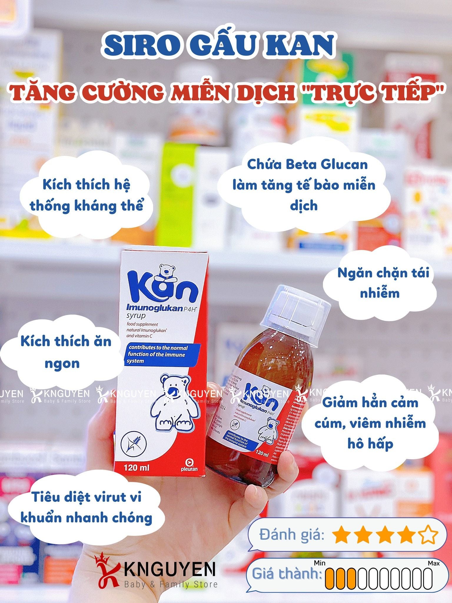 Imunoglukan P4H - Siro tăng sức đề kháng cho trẻ từ 0-5 tuổi (120ml ...