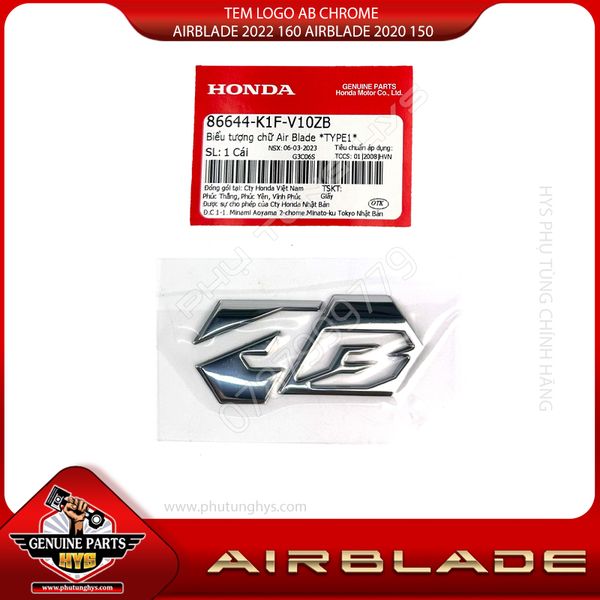 TEM LOGO AB CHROME AIRBLADE 2022 160 AIRBLADE 2020 150 - HYS - PHỤ TÙNG ...