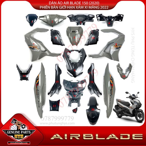 DÀN ÁO AB AIRBLADE 150 (2020) PHIÊN BẢN GIỚI HẠN XÁM XI MĂNG 2022 - HYS ...