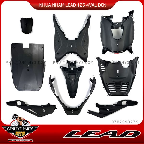 BỘ NHỰA NHÁM LEAD 125 4VAL (ĐEN) 9 MÓN (2018-2023) - HYS - PHỤ TÙNG ...