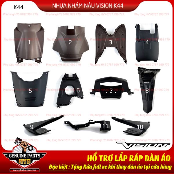 NHỰA NHÁM NÂU VISION K44 (2015-2020) 11 MÓN - HYS - PHỤ TÙNG CHÍNH HÃNG