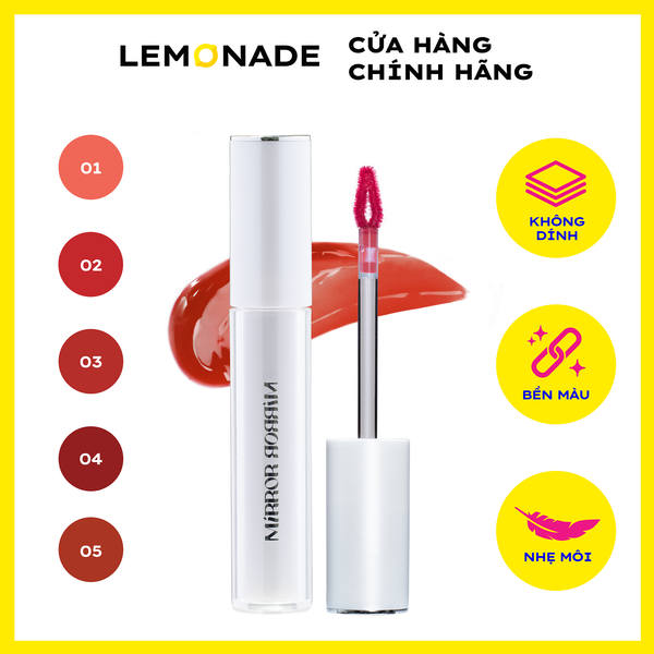 Son Tint Bóng Lemonade Mirror Mirror Water Tint #01. Pure Sunshine (4G ...