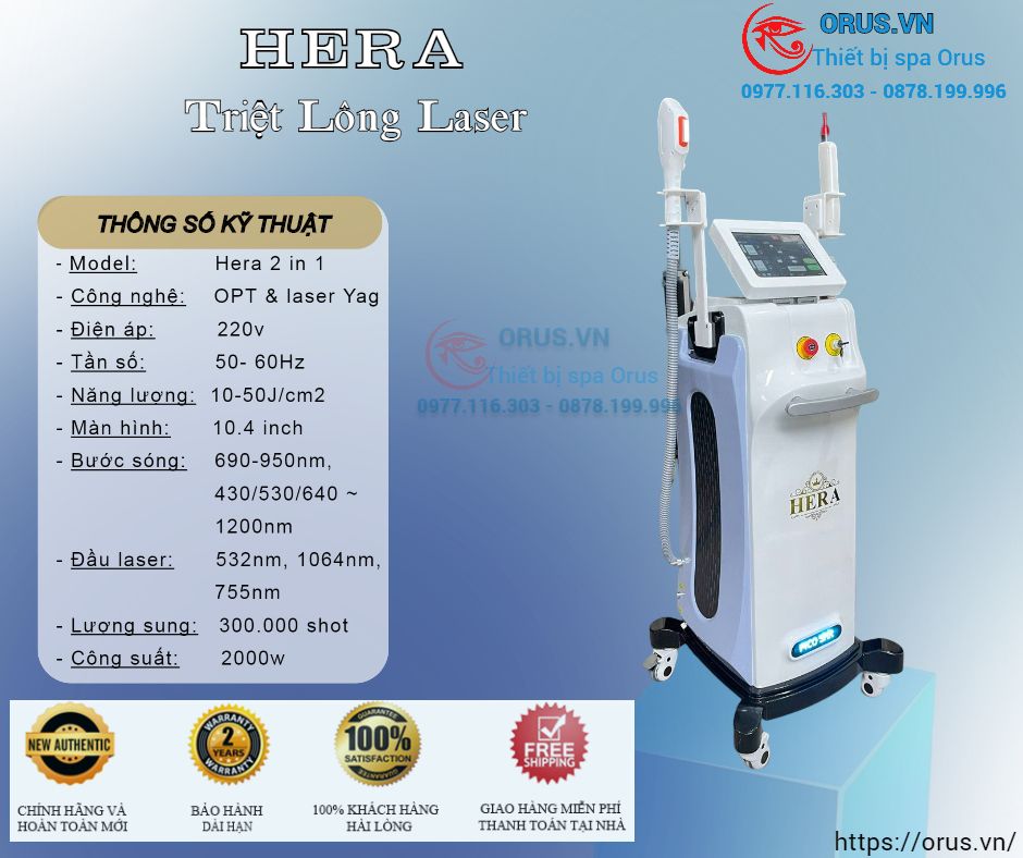 MÁY 2 IN 1 TRIỆT LÔNG LASER HERA – ORUS.VN